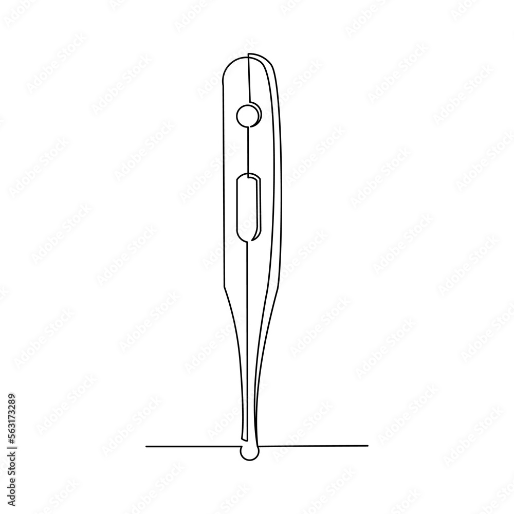Continuous single one line drawing of various types of thermometers ...