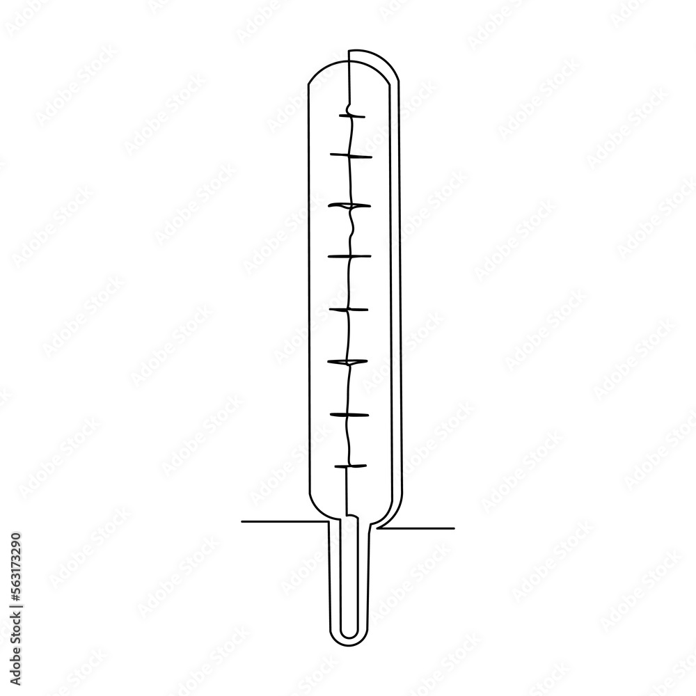 Continuous single one line drawing of various types of thermometers ...