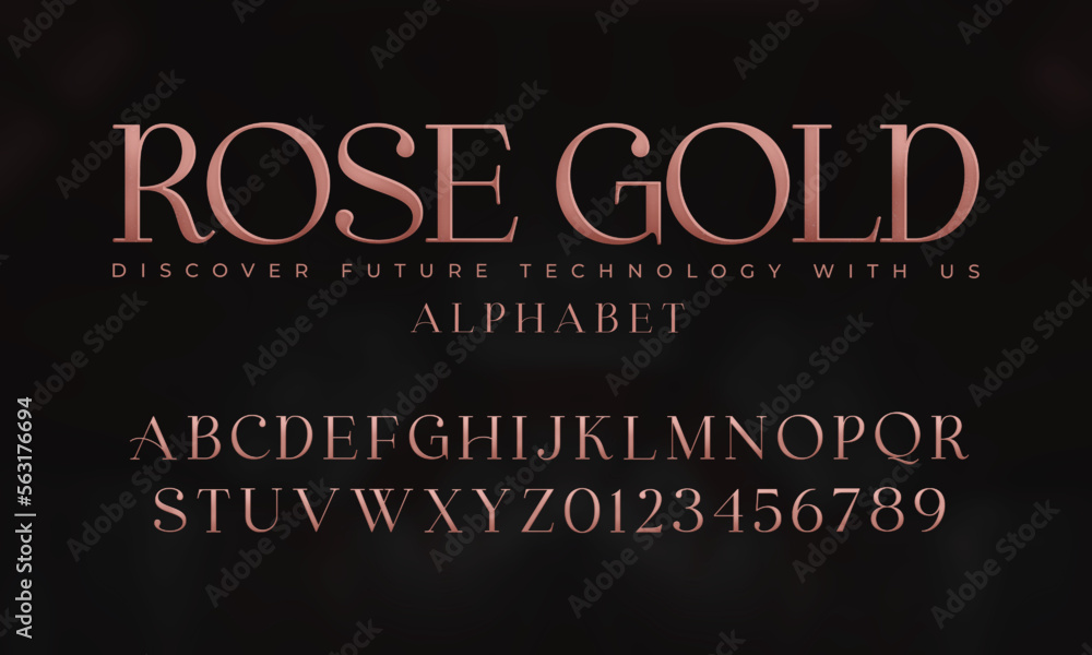 Rose Gold Font and Alphabet. Rose Gold Alphabet with Text Effext Stock ...