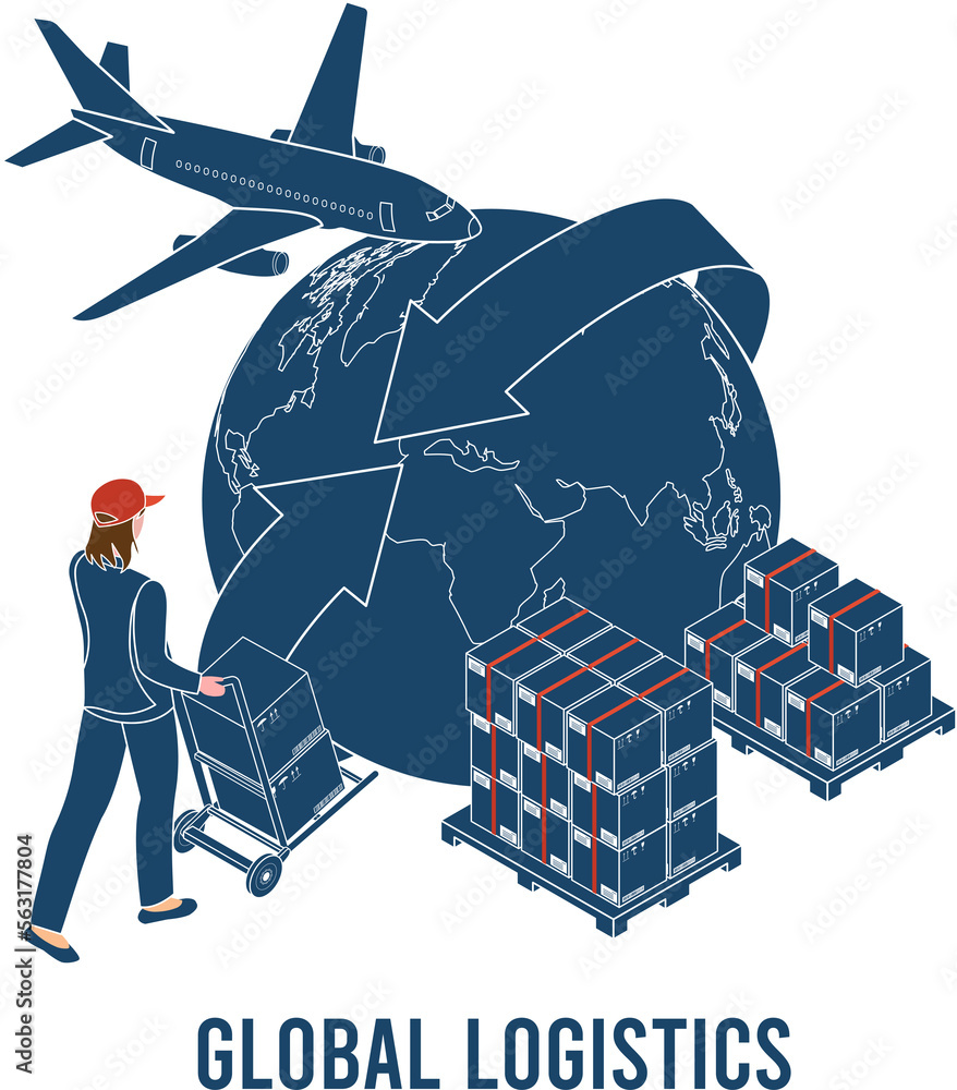 3D isometric Global logistics network concept with Transportation ...