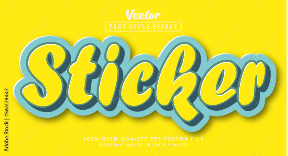Editable text effects Sticker text in yellow and blue eyecatching ...