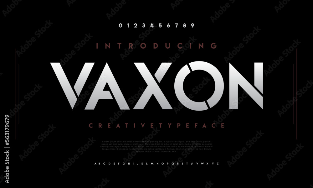 Vaxon alphabet urban font. Digital futuristic technology logo branding ...