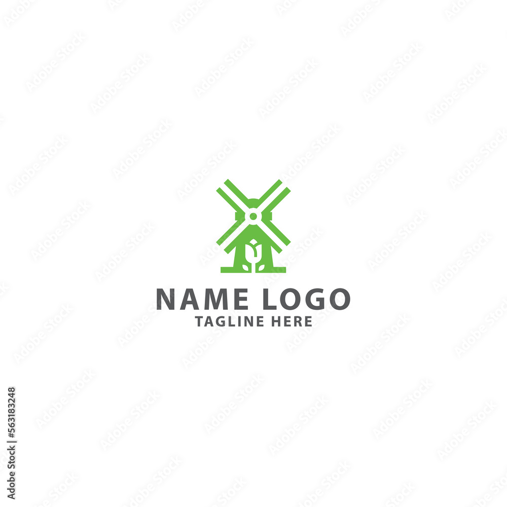 Organic Dutch windmills logo design inspiration, Stock Vector | Adobe Stock