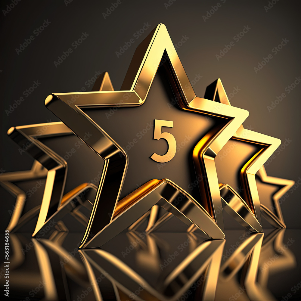 5 Stars Golden Award Great Job Trophy | Midjourney Generative Ai Stock ...