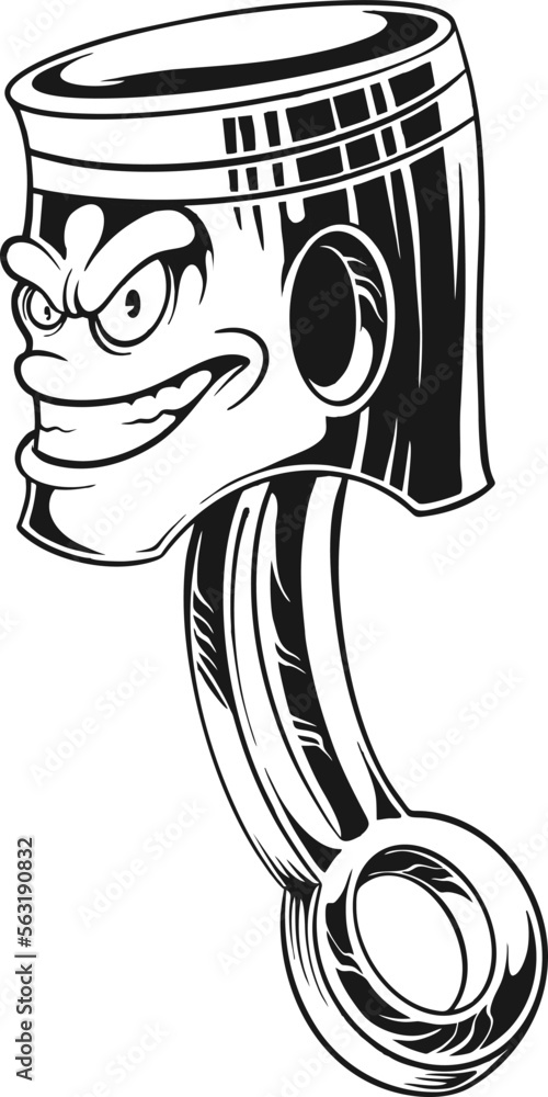 Racing engine piston head logo mascot monochrome Vector illustrations ...