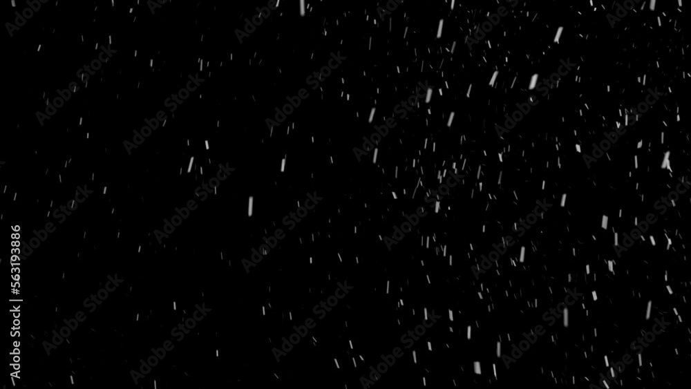 Winter real snowfall effect Snow storm isolated black background in 4K ...