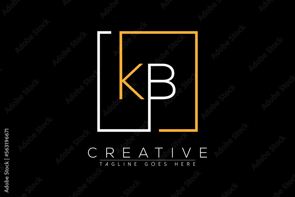 Initial letter kb, bk, k, b elegant and luxury Initial with Rectangular ...