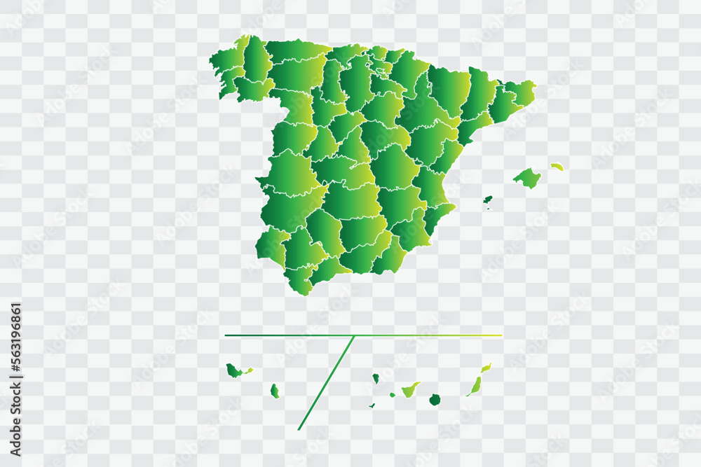 Spain Provinces Map yellowish green Color Background quality files png ...