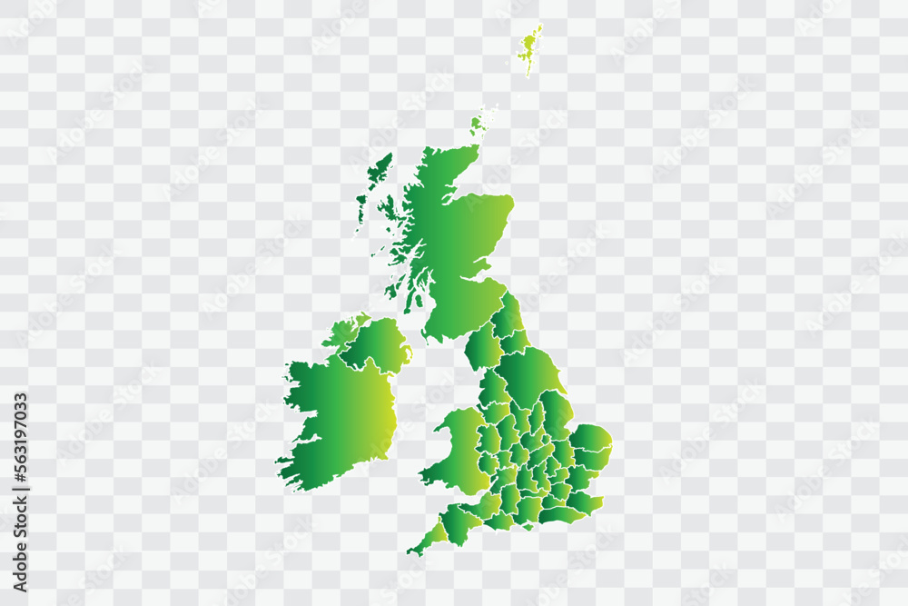 Uk Counties Map yellowish green Color Background quality files png ...