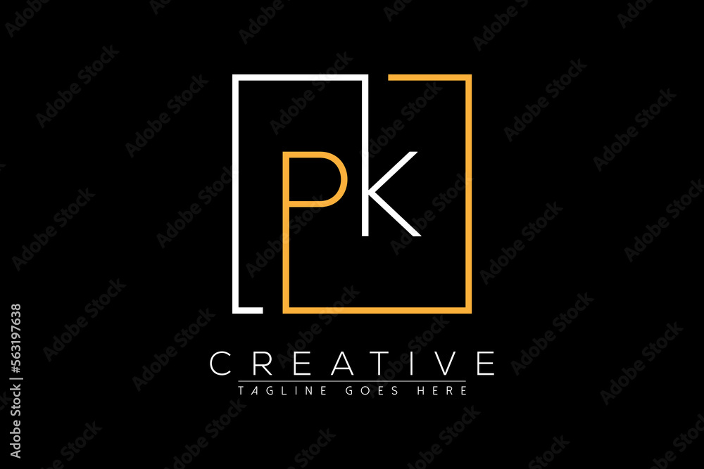 Initial letter pk, kp, p, k elegant and luxury Initial with Rectangular ...