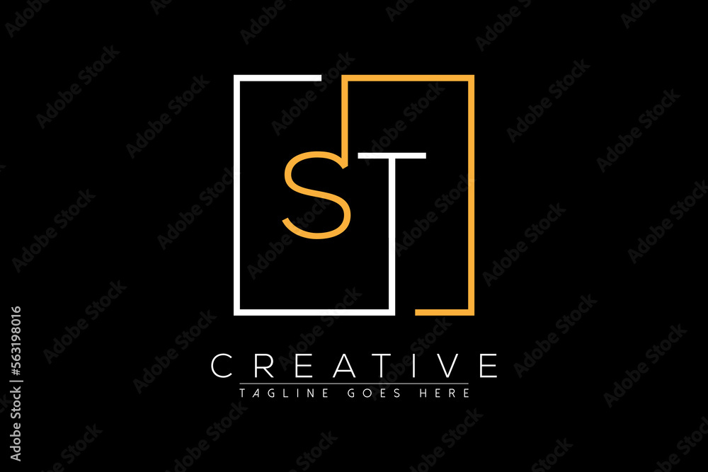 Initial letter st, ts, s, t elegant and luxury Initial with Rectangular ...
