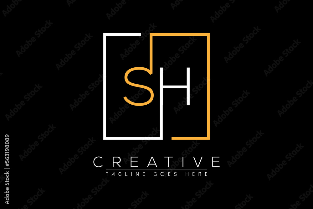 Initial letter sh, hs, h, s elegant and luxury Initial with Rectangular ...
