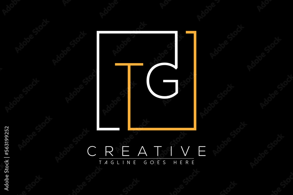 Initial letter tg, gt, g, t elegant and luxury Initial with Rectangular ...