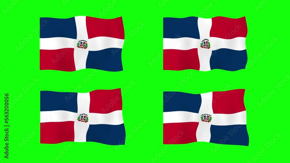 Dominican Republic Waving Flag 2D Animation on Green Screen Background ...