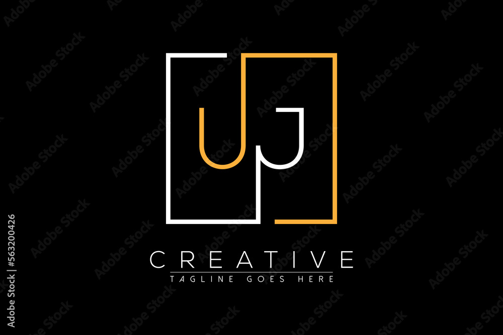 Initial letter uj, ju, u, j elegant and luxury Initial with Rectangular ...