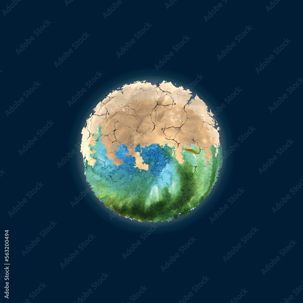 Changing Climate. Global warming. damaged Earth. Shattering Earth globe ...