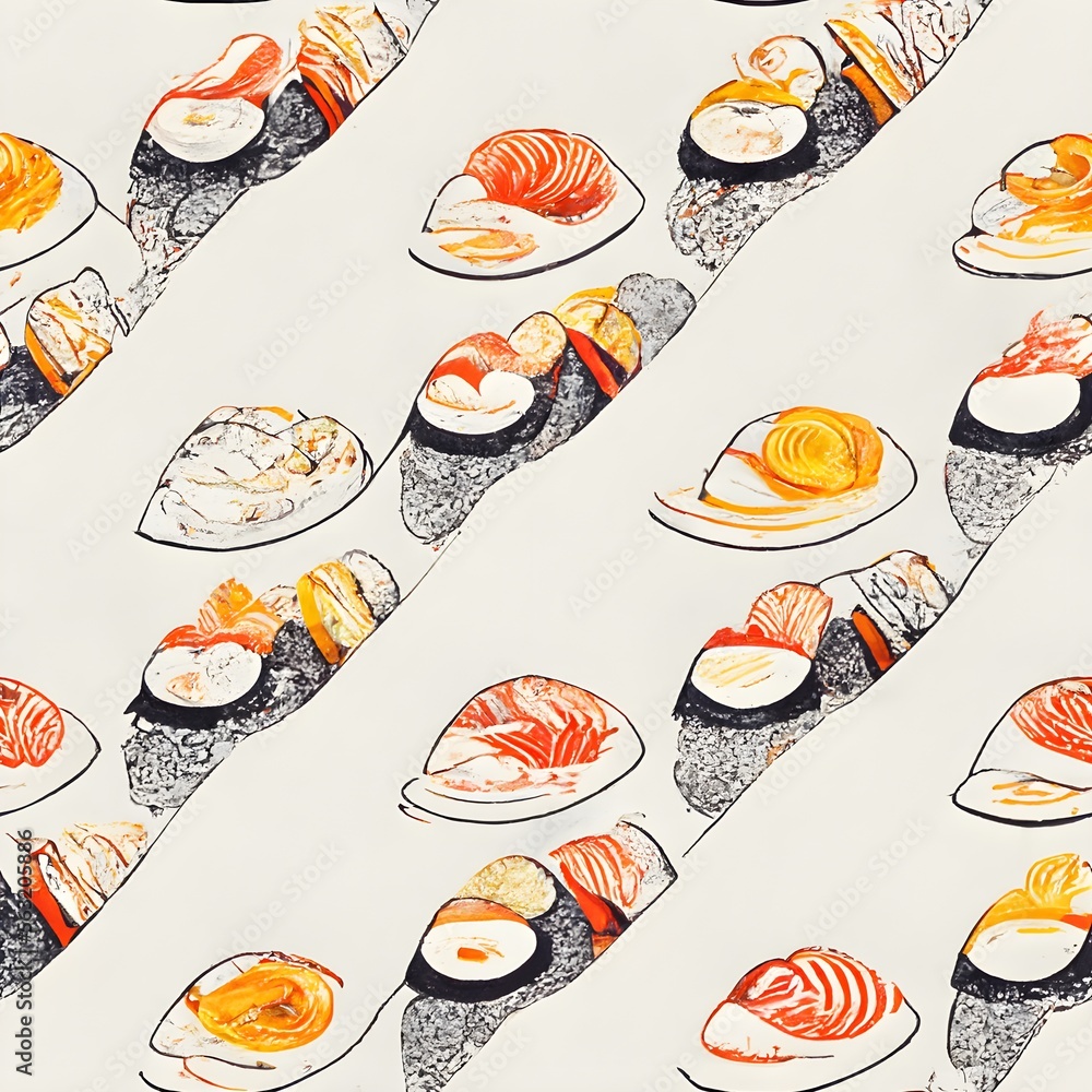 omakase food line drawing illustration fine dining city life modern ...