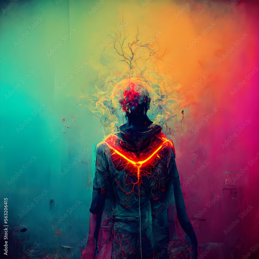 artistic concept art of delusions stone punk incredibly detailed neon ...