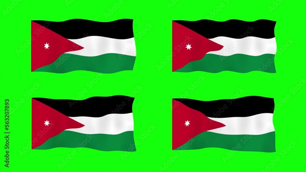 Jordan Waving Flag 2D Animation on Green Screen Background. Looping ...
