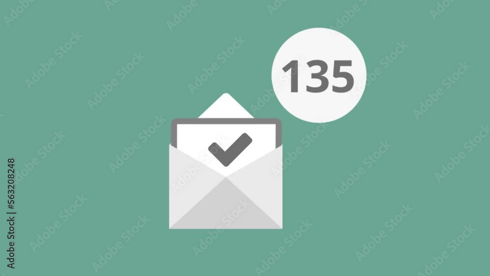 Icon 2d animation envelope and number running. motion graphics ...