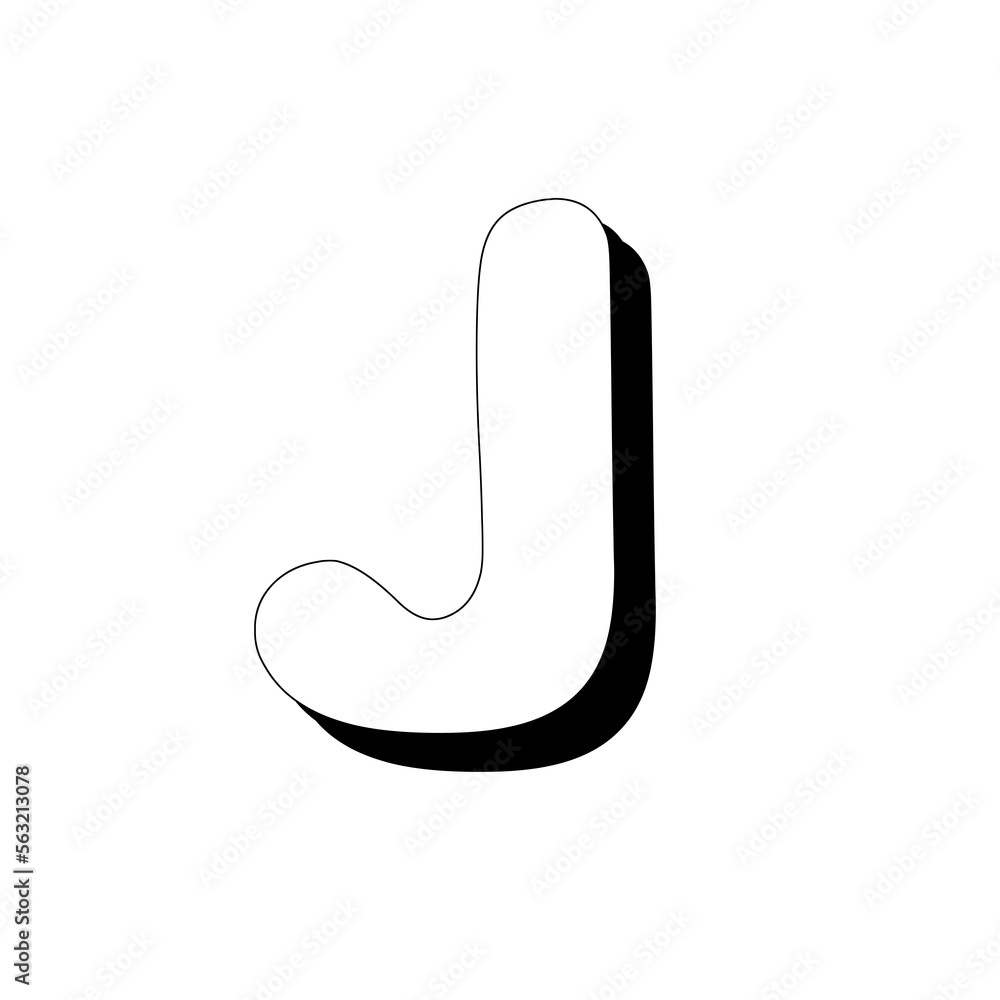 Hand drawn doodle uppercase letter J. Capital letters modern design ...