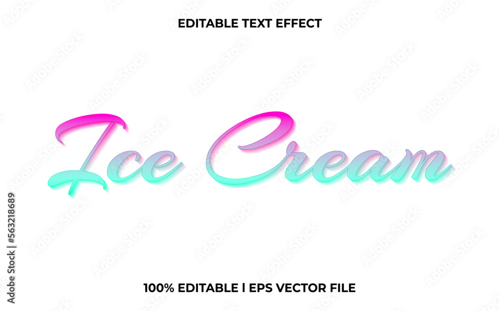 Vetor de Ice Cream editable text effect, lettering typography font ...