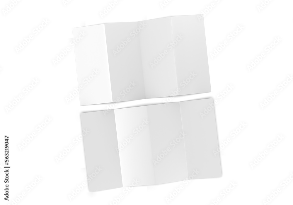 Double gate fold vertical four panel brochure blank white template for ...