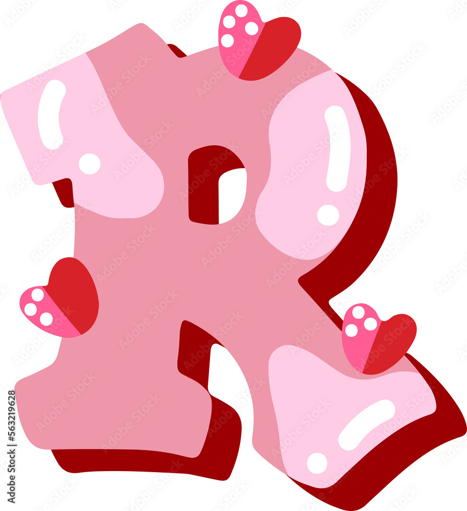 Candy pink glossy font design. Pastel pink and paper heart decor ...