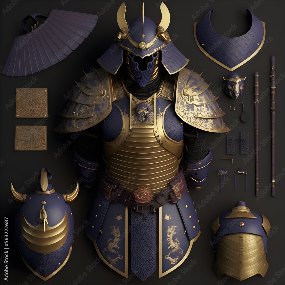 male gothic samurai dragon slayer armor accessories normal map texture ...