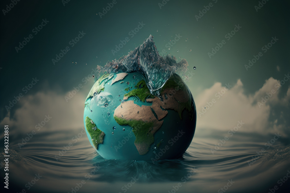 World water day graphic design generative ai background with copy space ...