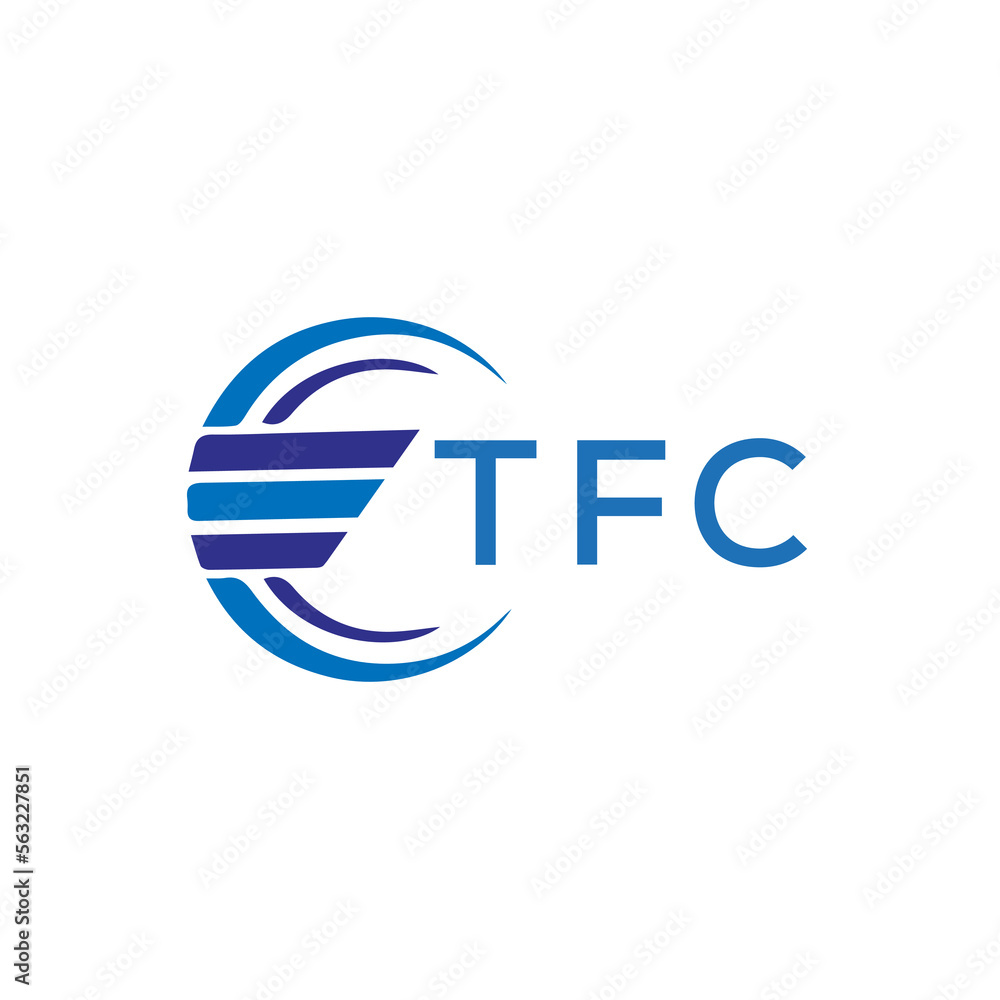TFC letter logo. TFC blue image on white background. TFC vector logo ...