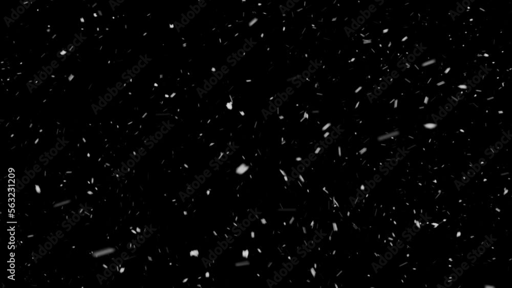 Winter real snowfall effect Snow storm isolated black background in 4K ...