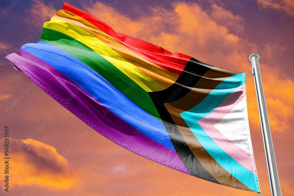 The Progress Pride flag lgbtq Progress LGBTQ rainbow flag . Freedom and ...