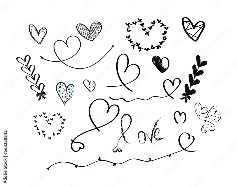 valentine, heart, love vector clip art and doodle art design Stock ...
