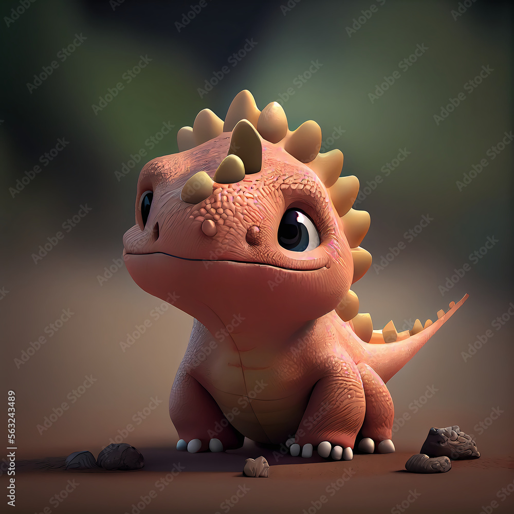 super cute 3d model of a smooth little dinosaur generated ai Stock ...