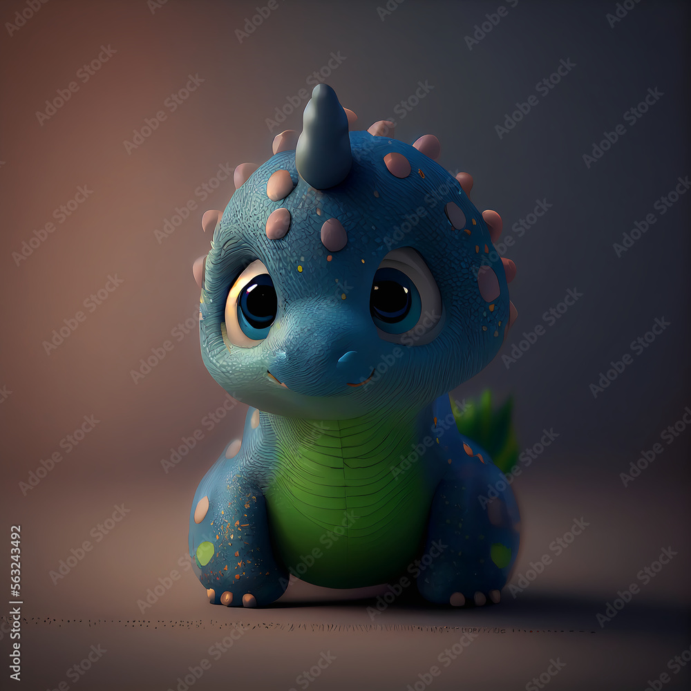 super cute 3d model of a smooth little dinosaur generated ai ...