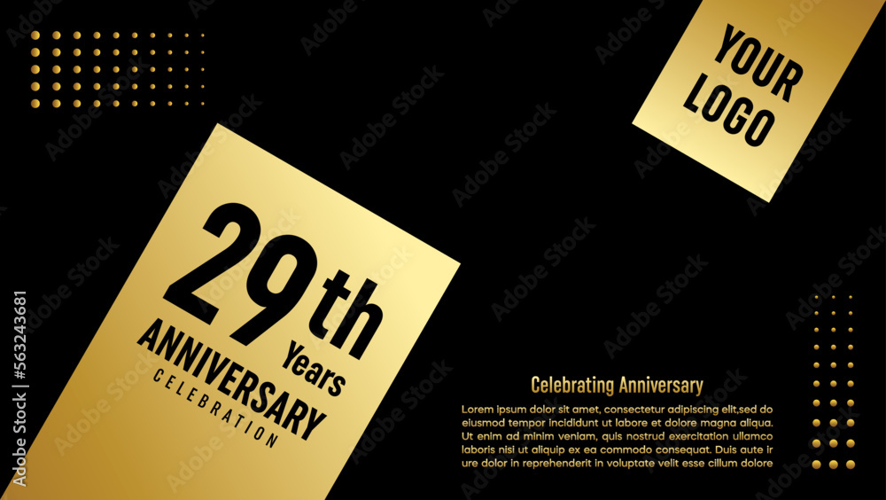 Vetor de 29th Anniversary Celebration template design with gold color ...