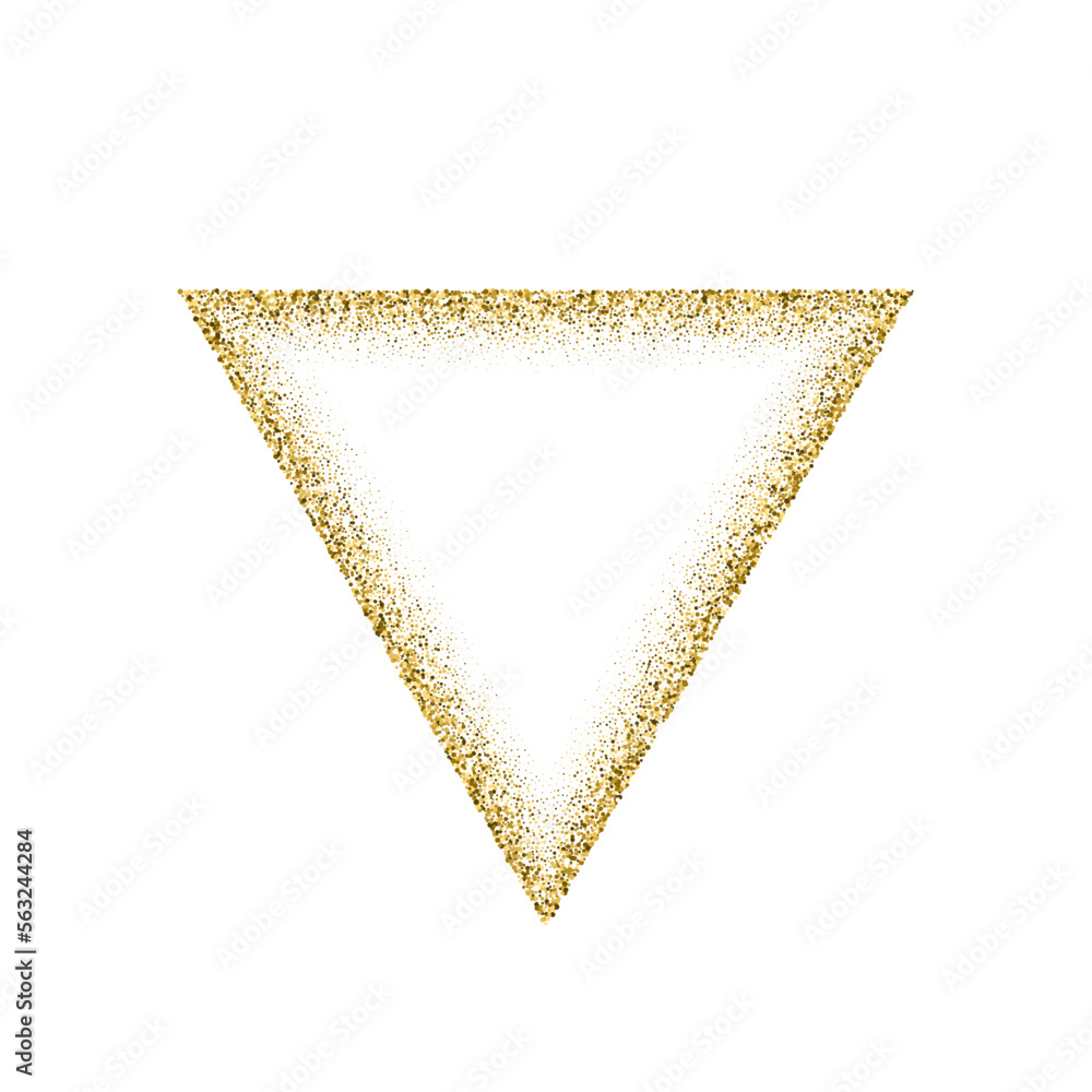 Triangle gold frame made of glitters with bright glow light effect ...