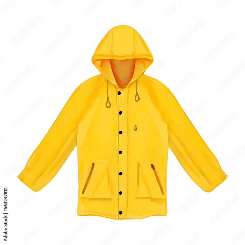 yellow rain coat digital drawing with watercolor style illustration ...