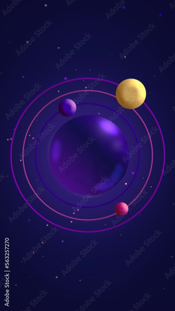 A Purple Planet In Deep Space With Three Moons, Planets Of The Solar ...
