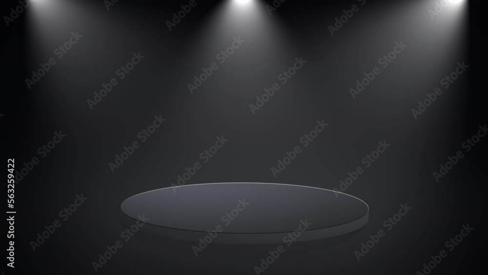3d stage for product presentation spotlight, shapes and glass objects ...