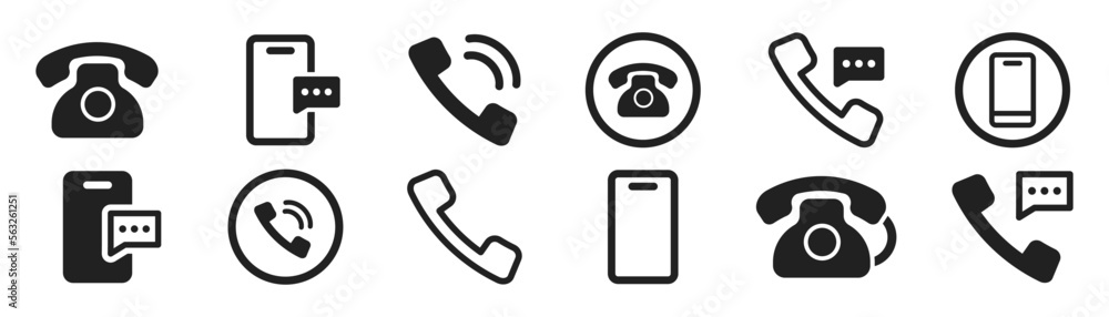 Phone icon set. Cell phone symbol. Contact us. Handset icons. Vector ...