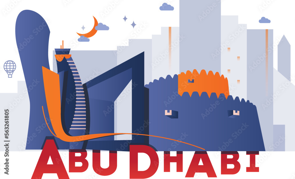 Typography word Abu Dhabi branding technology concept. Collection of ...