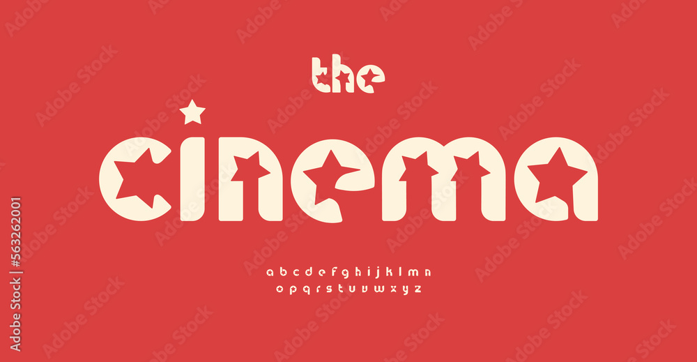 Vintage cinema alphabet with stars for movie theater, retro movie ...