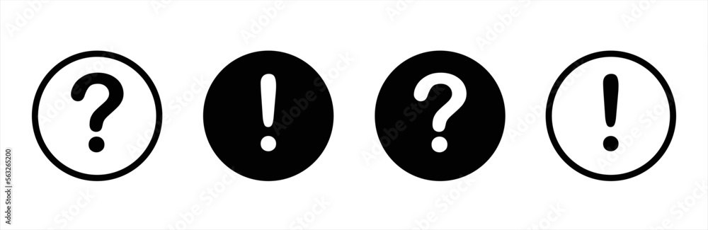 Exclamation and question mark icon set. Question mark and exclamation ...