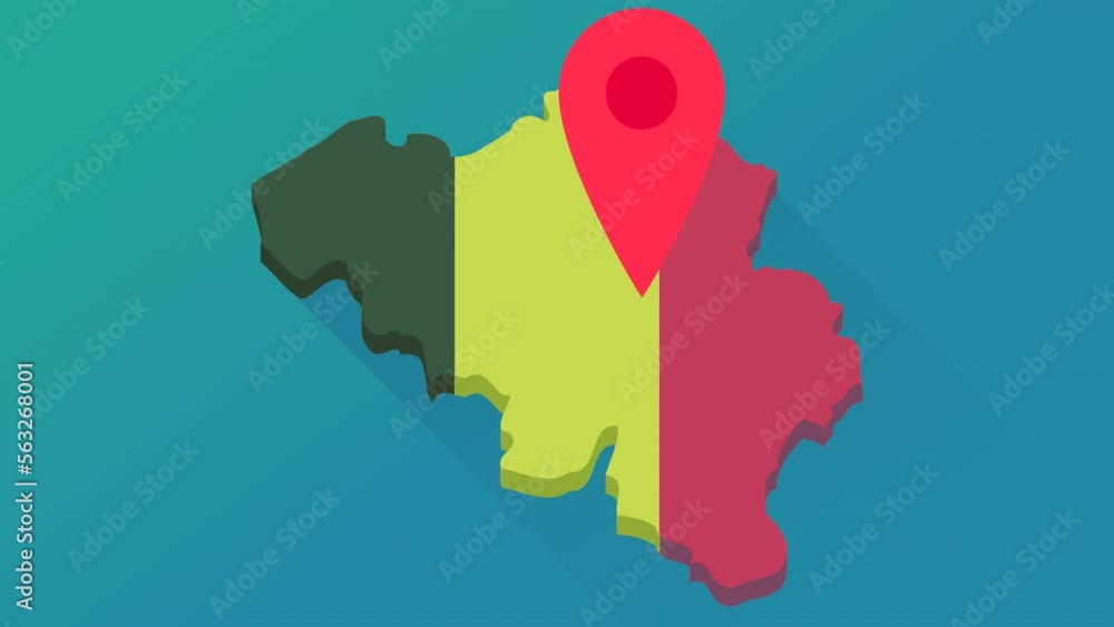 Animation loop in flat design style with a red map marker jumping over ...