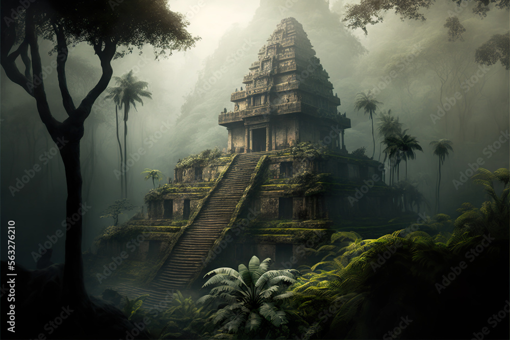 Ancient aztec pyramid or mayan temple in the jungle with mountains ... Ancient aztec pyramid or mayan temple in the jungle with mountains ...