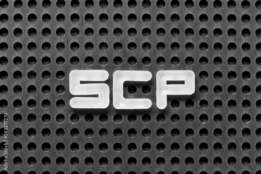 White alphabet letter in word SCP (Abbreviation of .Service control ...