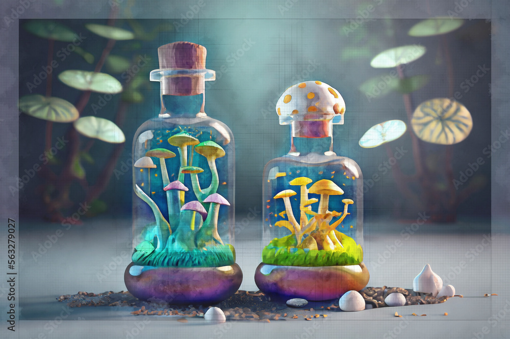 Growing of mushrooms in laboratory, illustration Stock Illustration ...