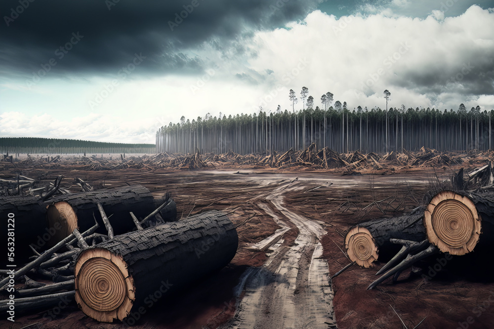 Amazon rainforest illegal deforestation landscape view of trees cut ...
